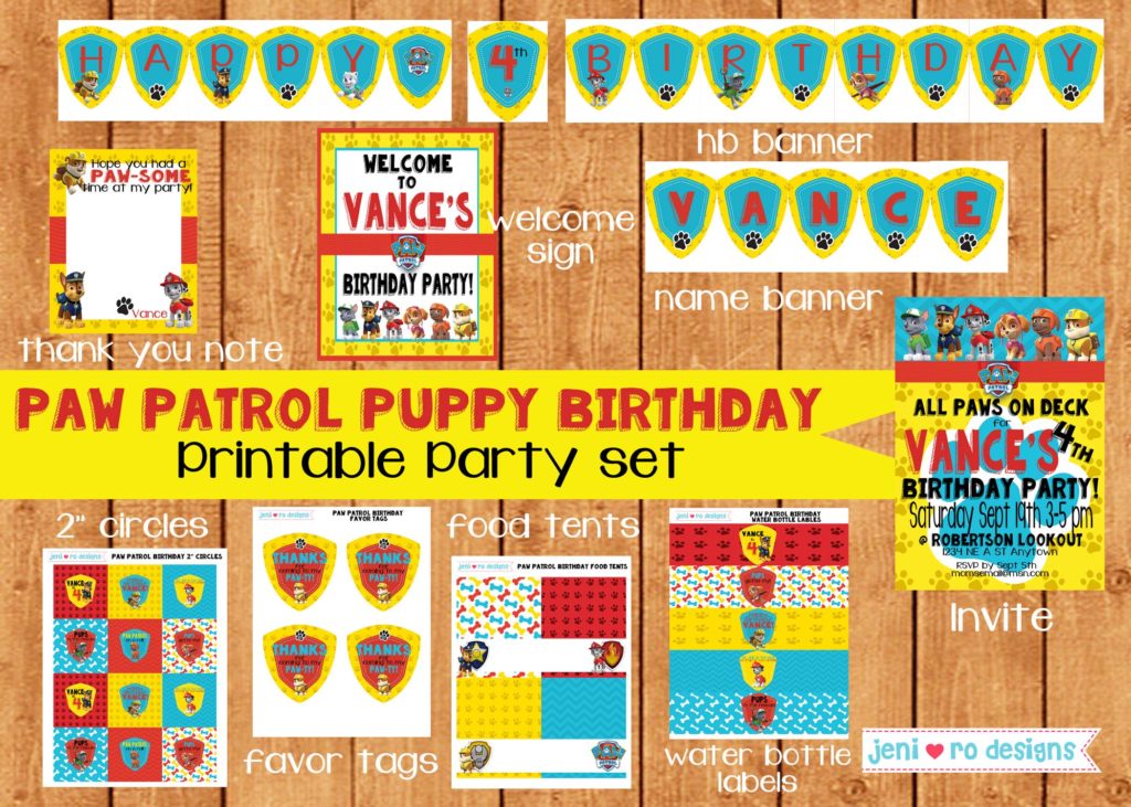 Paw Patrol Birthday Printable Decor Set • jeni ro designs