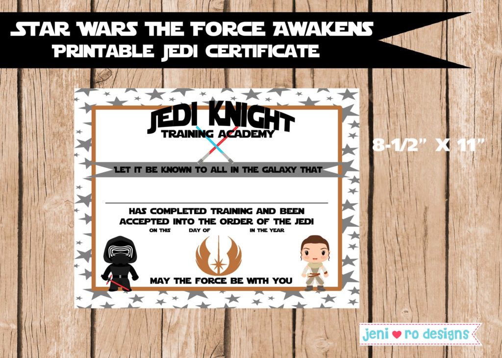 Jedi Training Certificate Printable • jeni ro designs