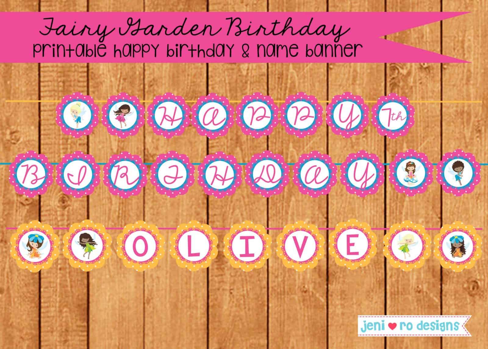 Fairy Garden Printable Birthday Decor set