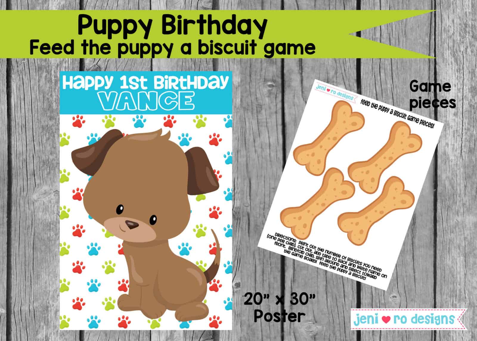 Party Game, Feed the Puppy a Biscuit Printable Game, Puppy Birthday ...