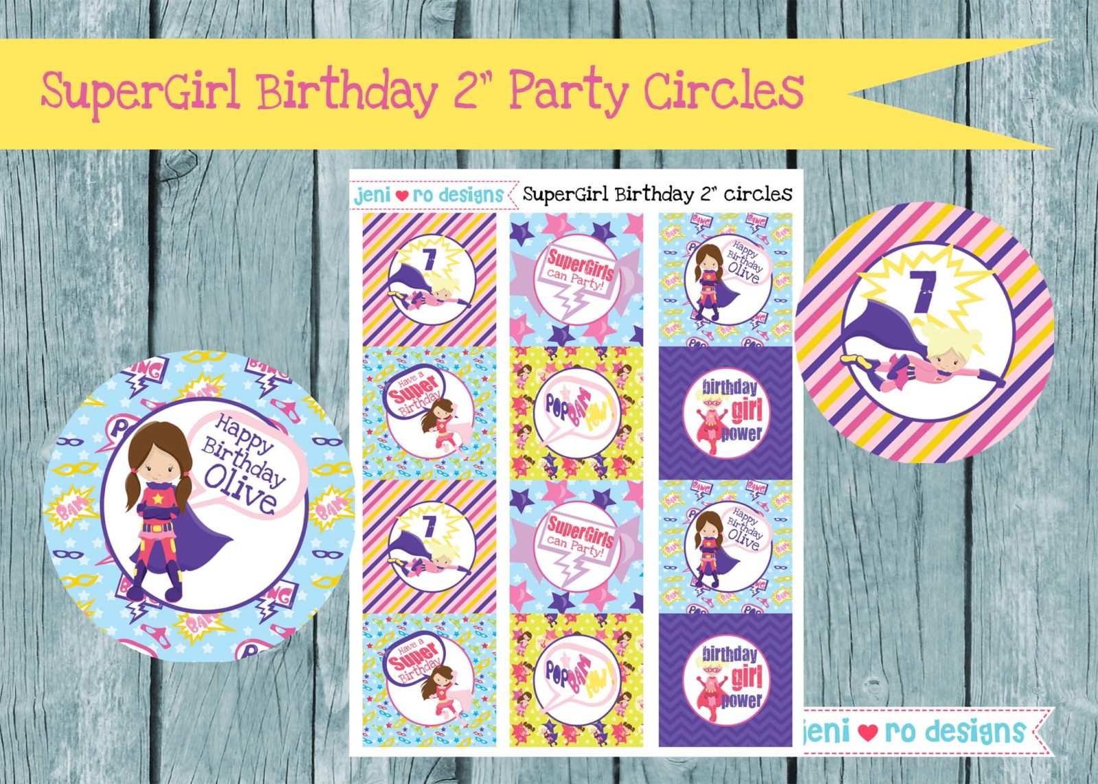 Supergirl birthday party printable set