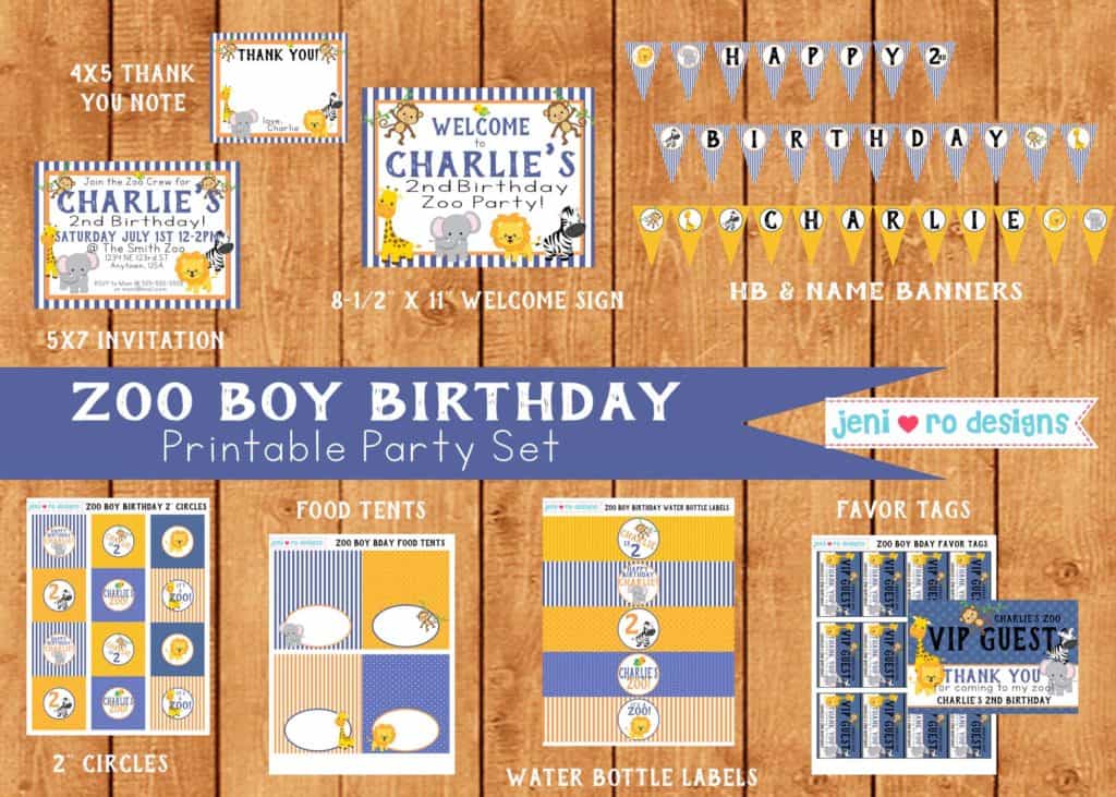 Zoo Birthday Printable set, Zoo birthday, Wild Animals, Zoo party, Zoo ...