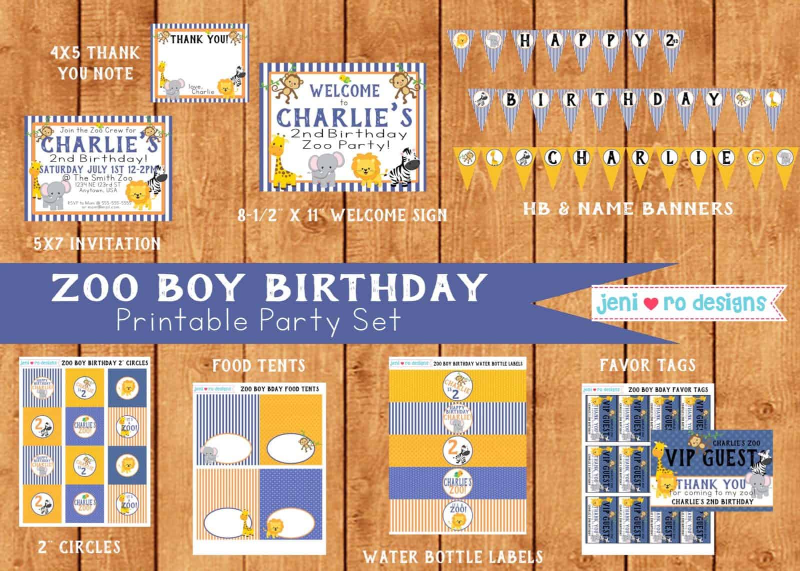 Zoo Birthday Printable set, Zoo birthday, Wild Animals, Zoo party, Zoo ...