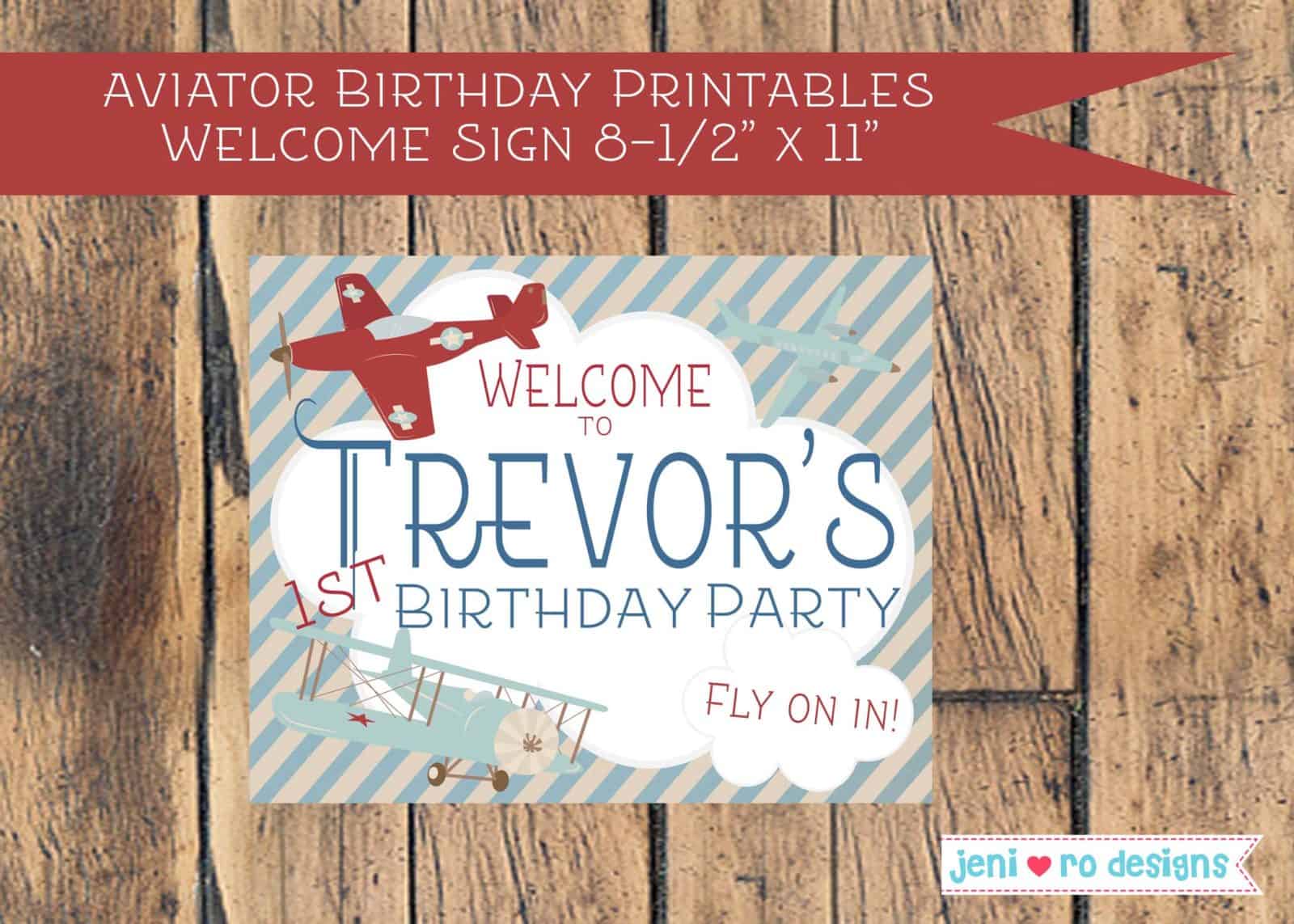 Aviator Printable Party Set, Vintage Airplane, Aviator Birthday ...