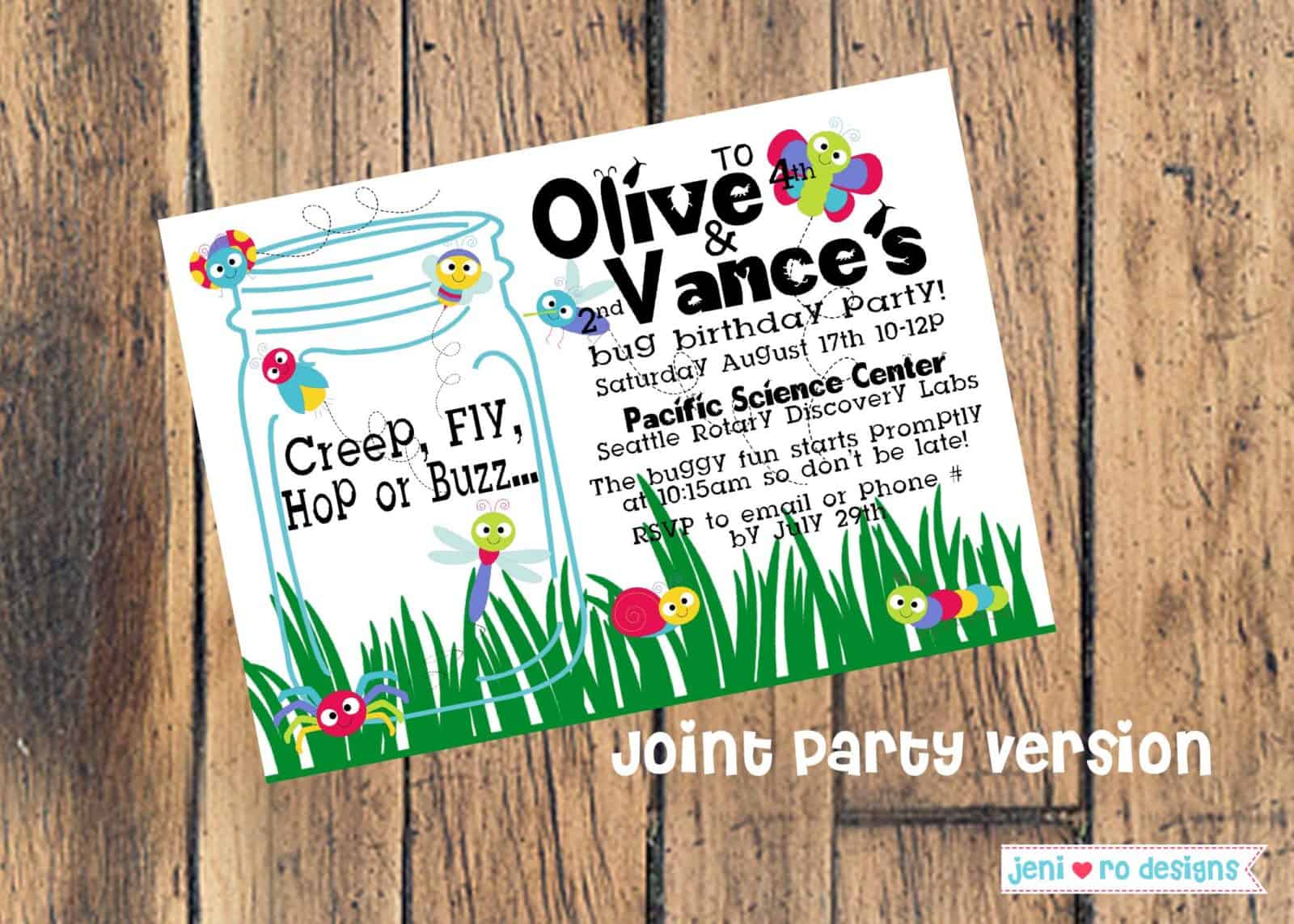 Bug Birthday Party printable invitation, party invite, insects, bugs ...