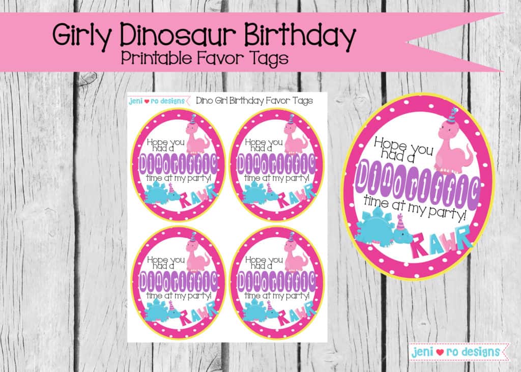 Girly Dinosaur Birthday printable set, Girly Dinosaur Birthday, Pink ...