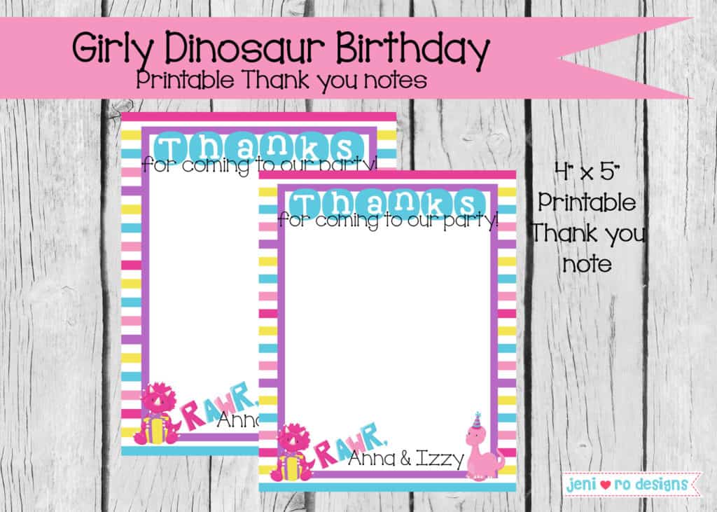 Girly Dinosaur Birthday printable set, Girly Dinosaur Birthday, Pink ...