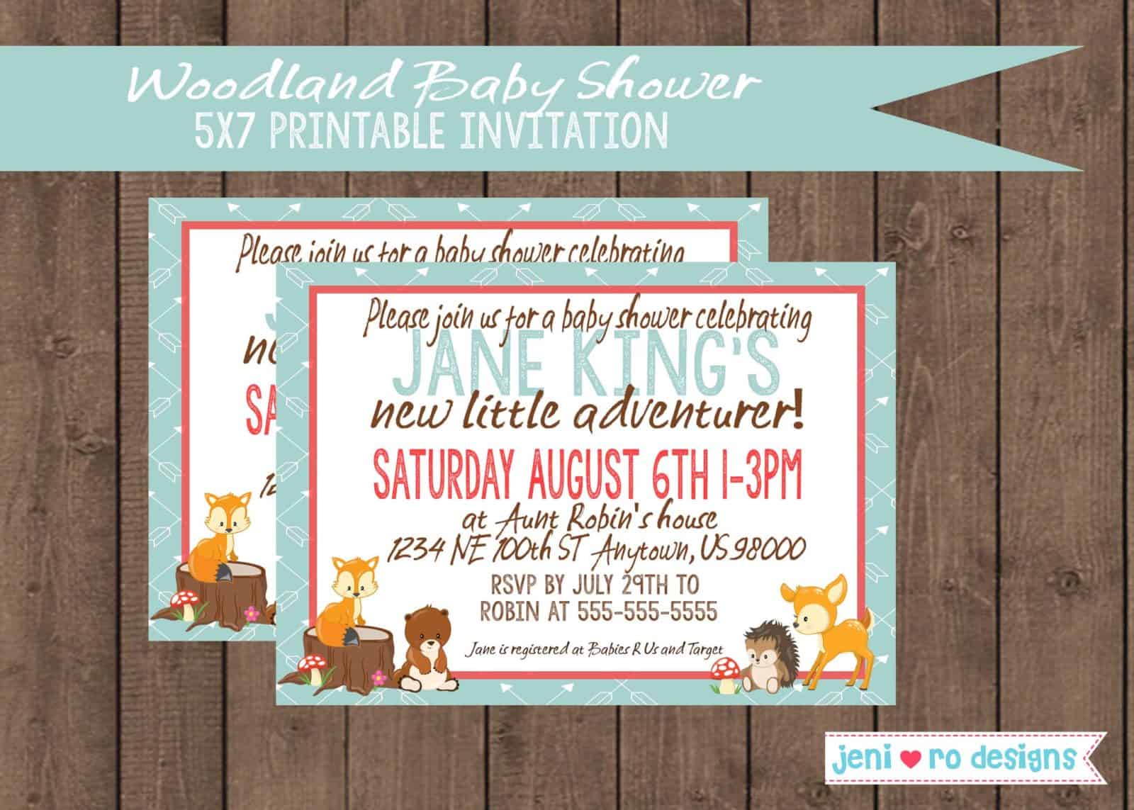 Woodland Animals Baby shower printable set, Woodland Baby Shower ...