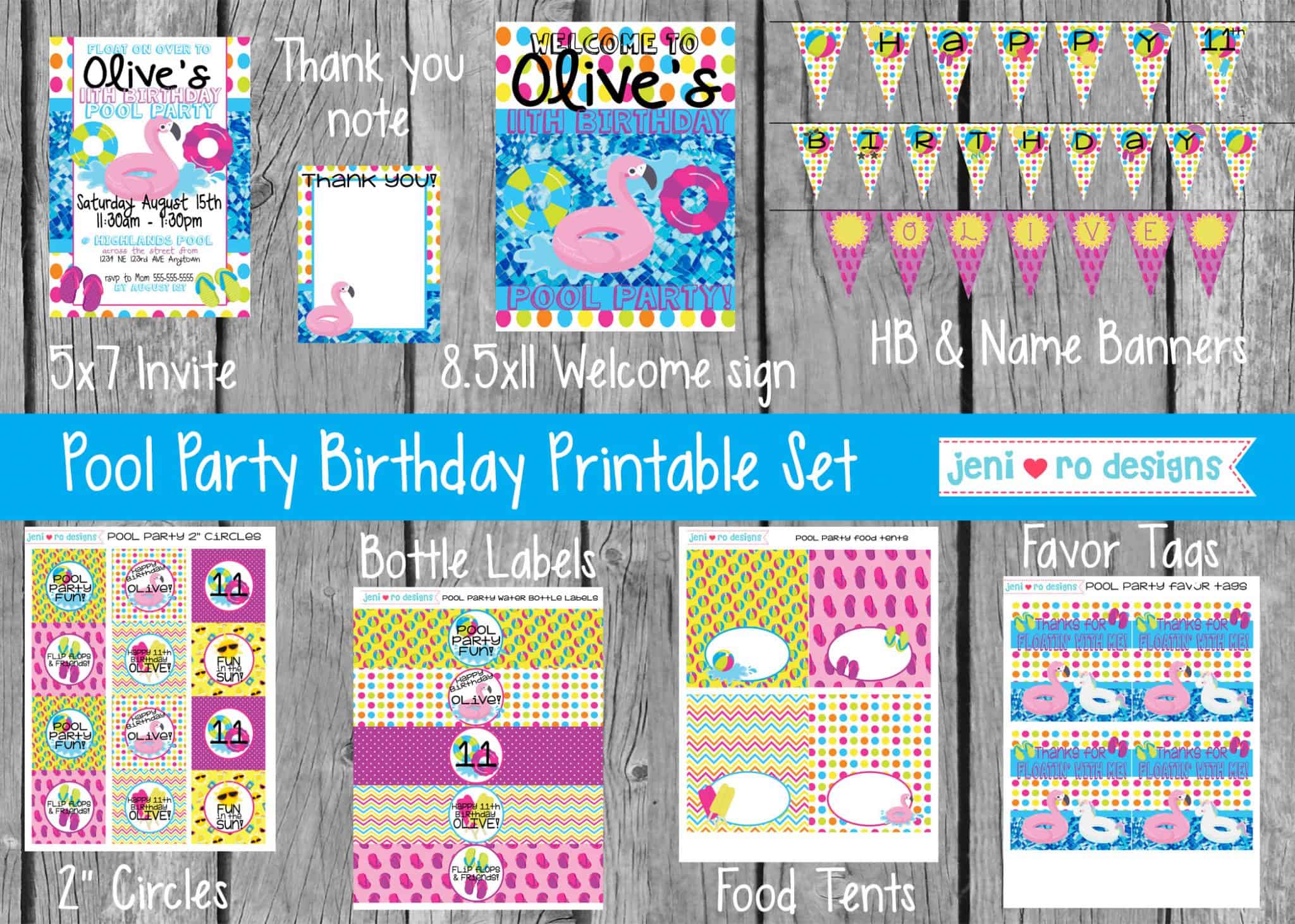 New theme! Pool Party Printables! • jeni ro designs
