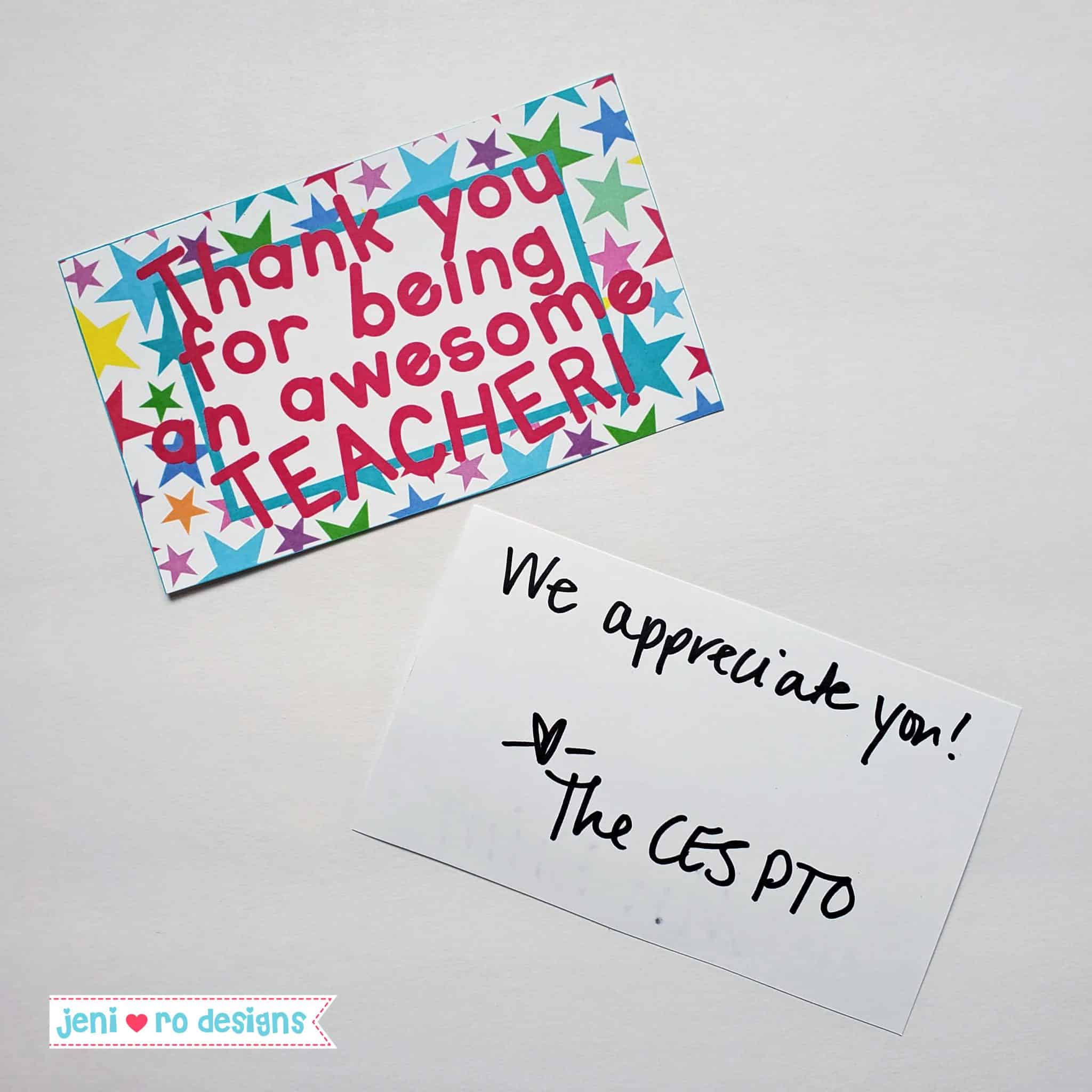 Teacher/Staff Appreciation Thank you notes! FREEbie! • jeni ro designs