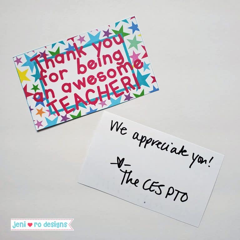 Teacher/Staff Appreciation Thank you notes! FREEbie! • jeni ro designs