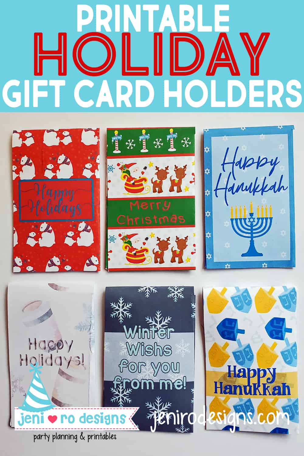 Holiday gift card holders printable freebie from jeni ro designs