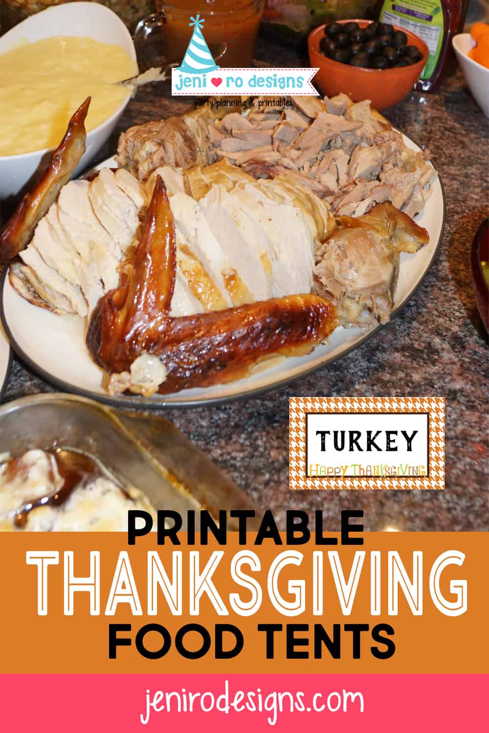 Get the Thanksgiving printable food tents to dress up your family table!