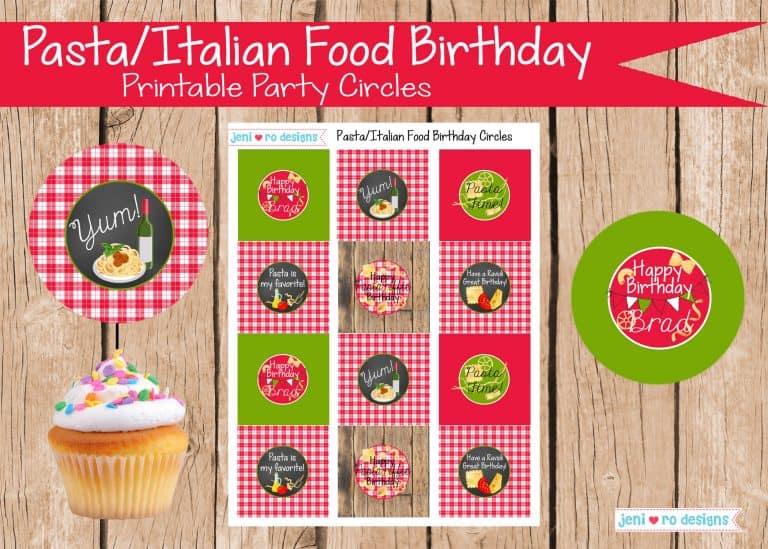 Pasta Night Birthday celebration with personalized printable decor!