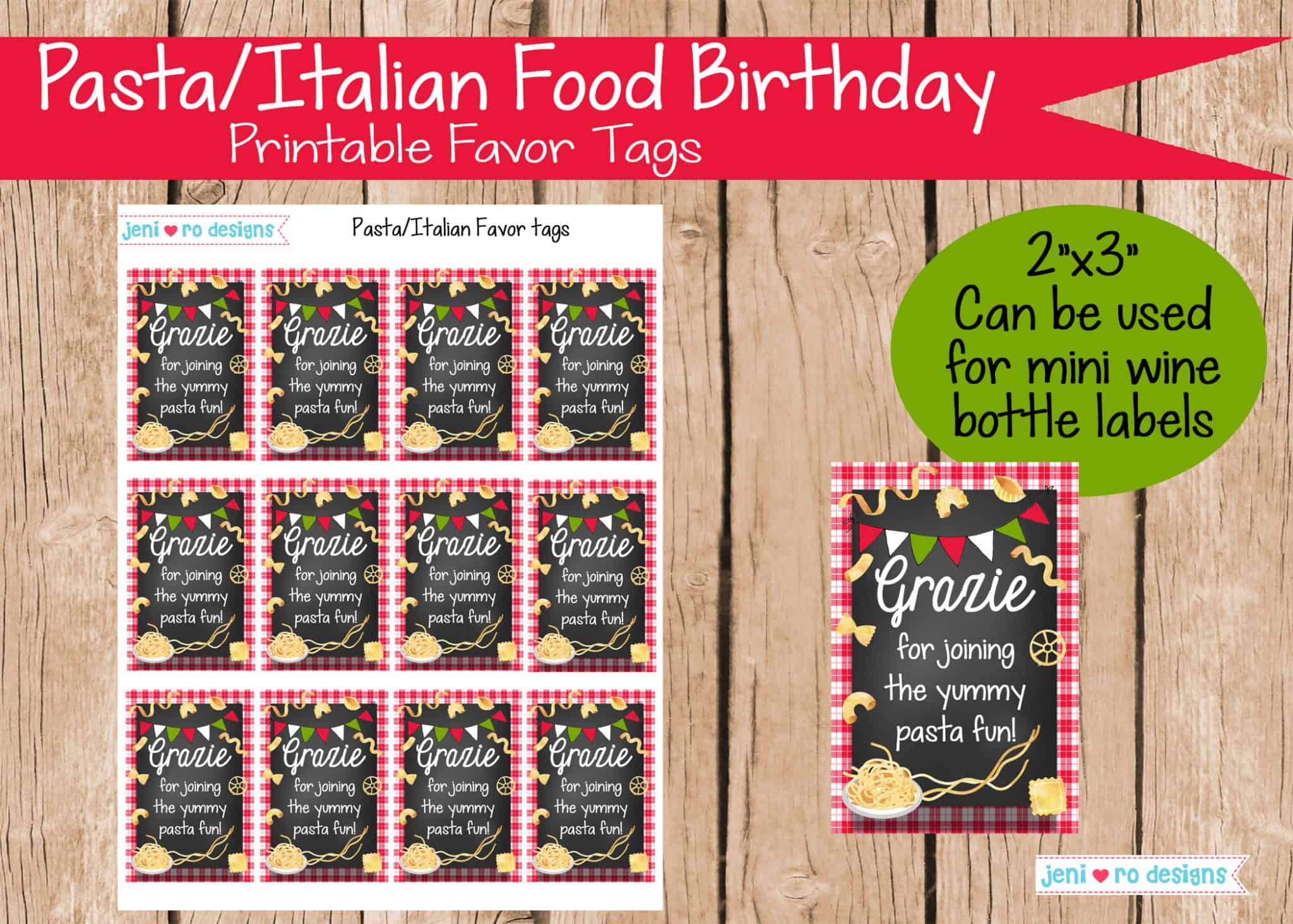 Pasta Night Birthday celebration with personalized printable decor!