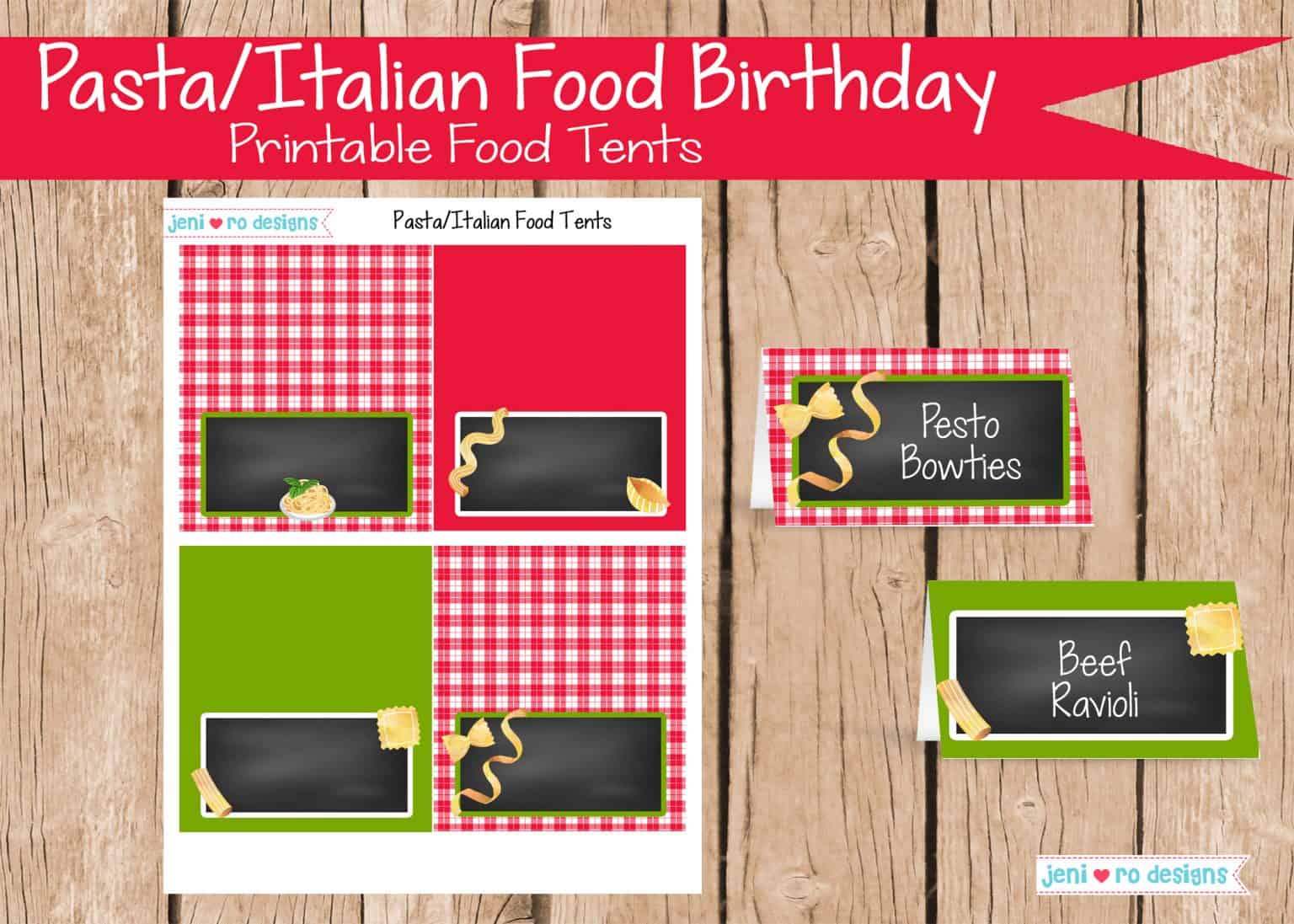 Pasta Night Birthday celebration with personalized printable decor!