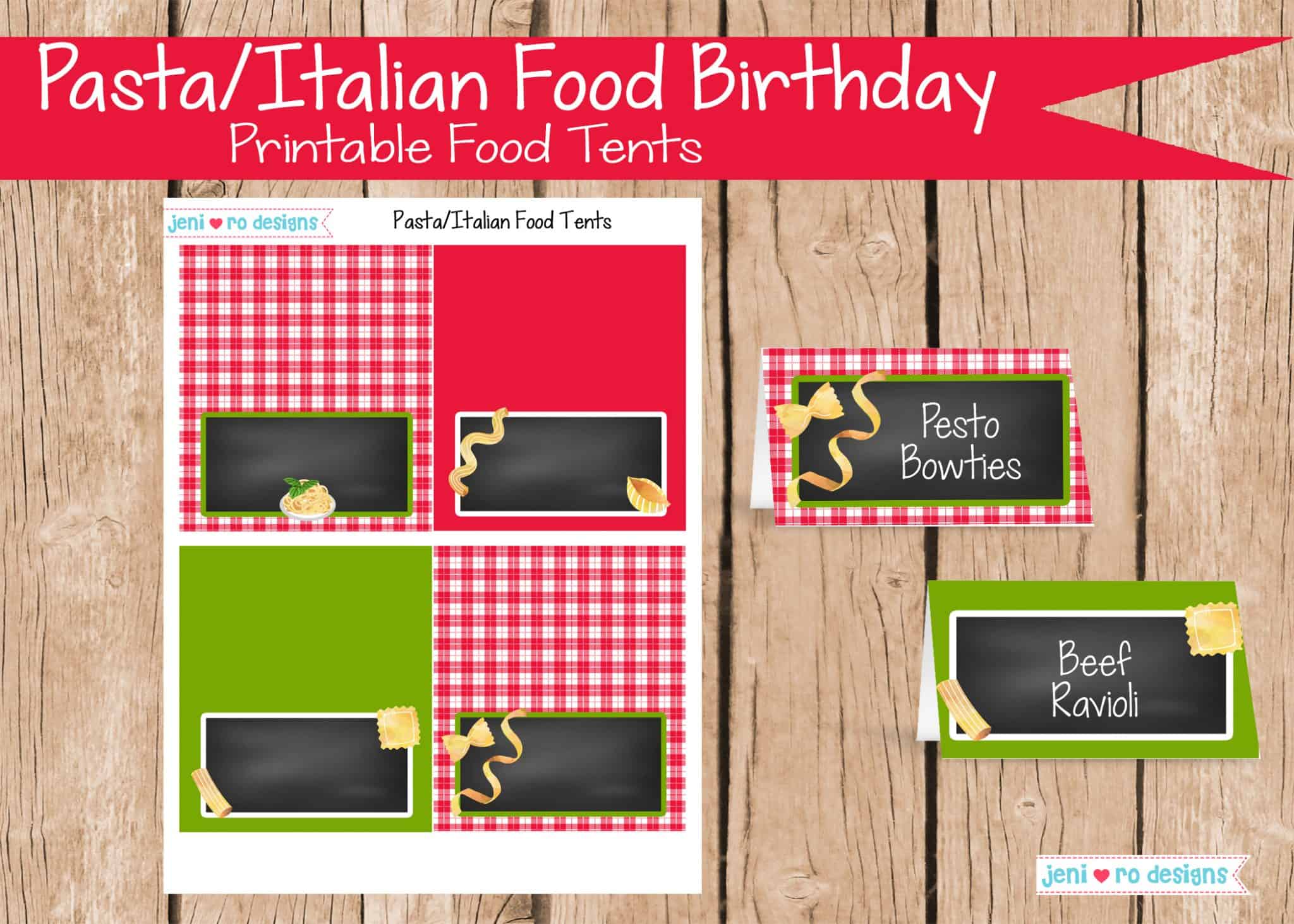 Pasta Night Birthday celebration with personalized printable decor!