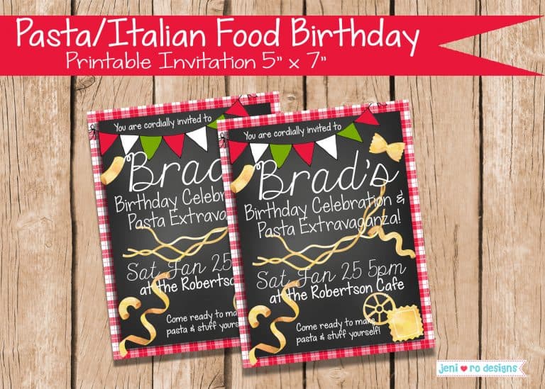 Pasta Night Birthday celebration with personalized printable decor!