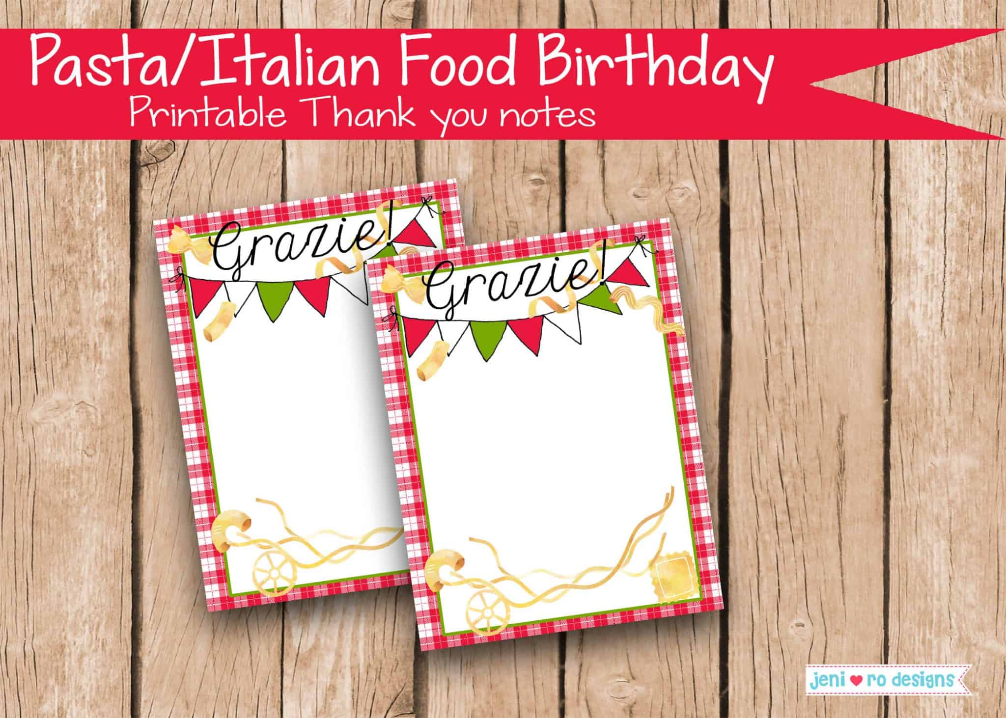 Pasta Night Birthday celebration with personalized printable decor!