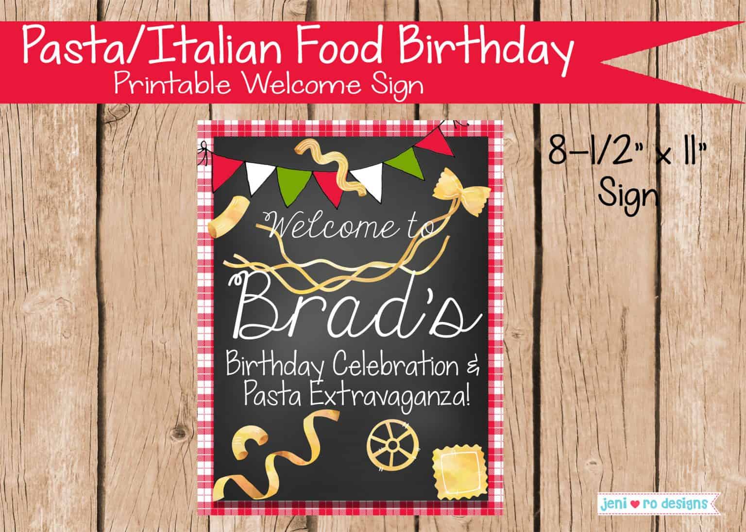 Pasta Night Birthday celebration with personalized printable decor!