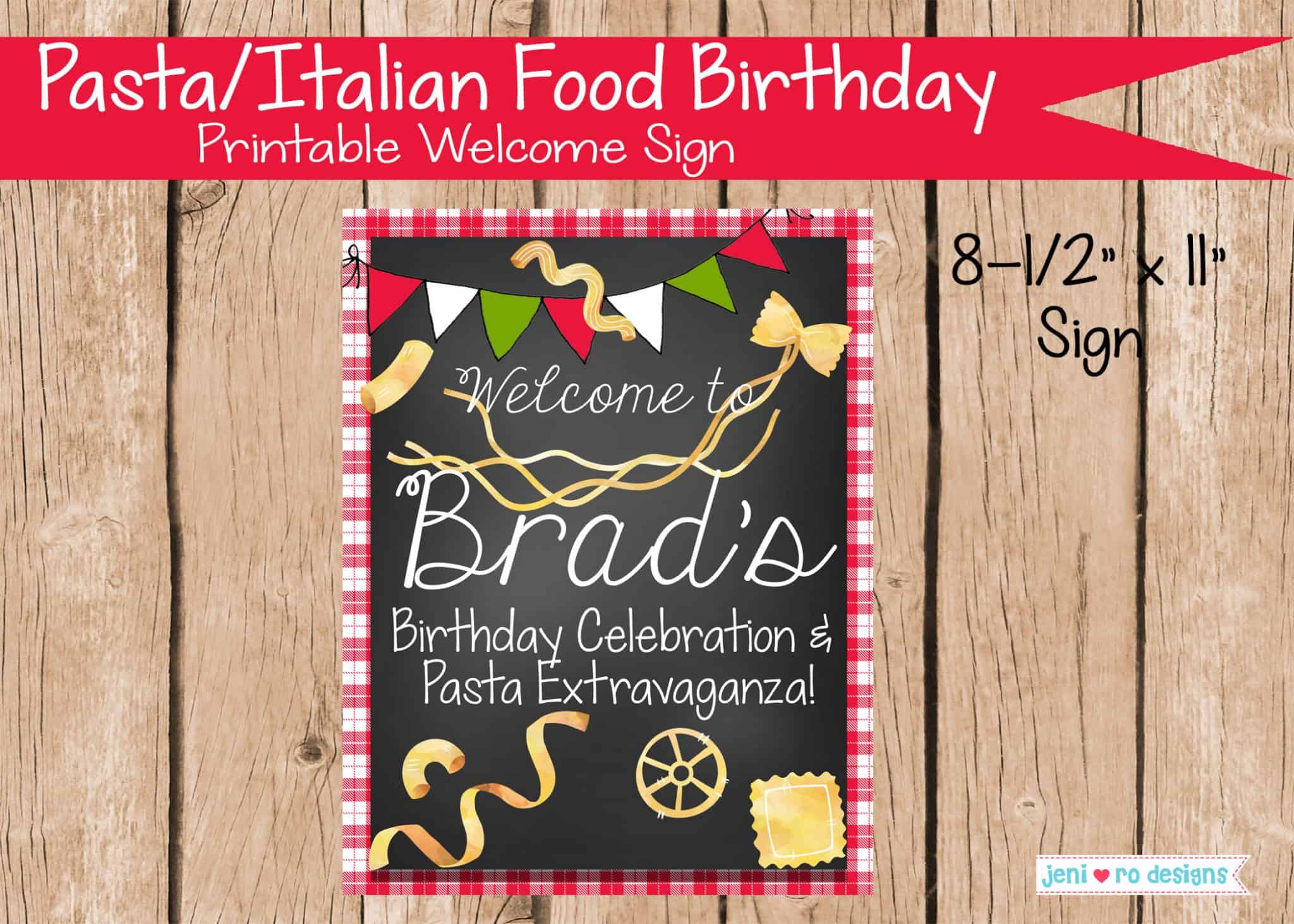 Pasta Night Birthday celebration with personalized printable decor!