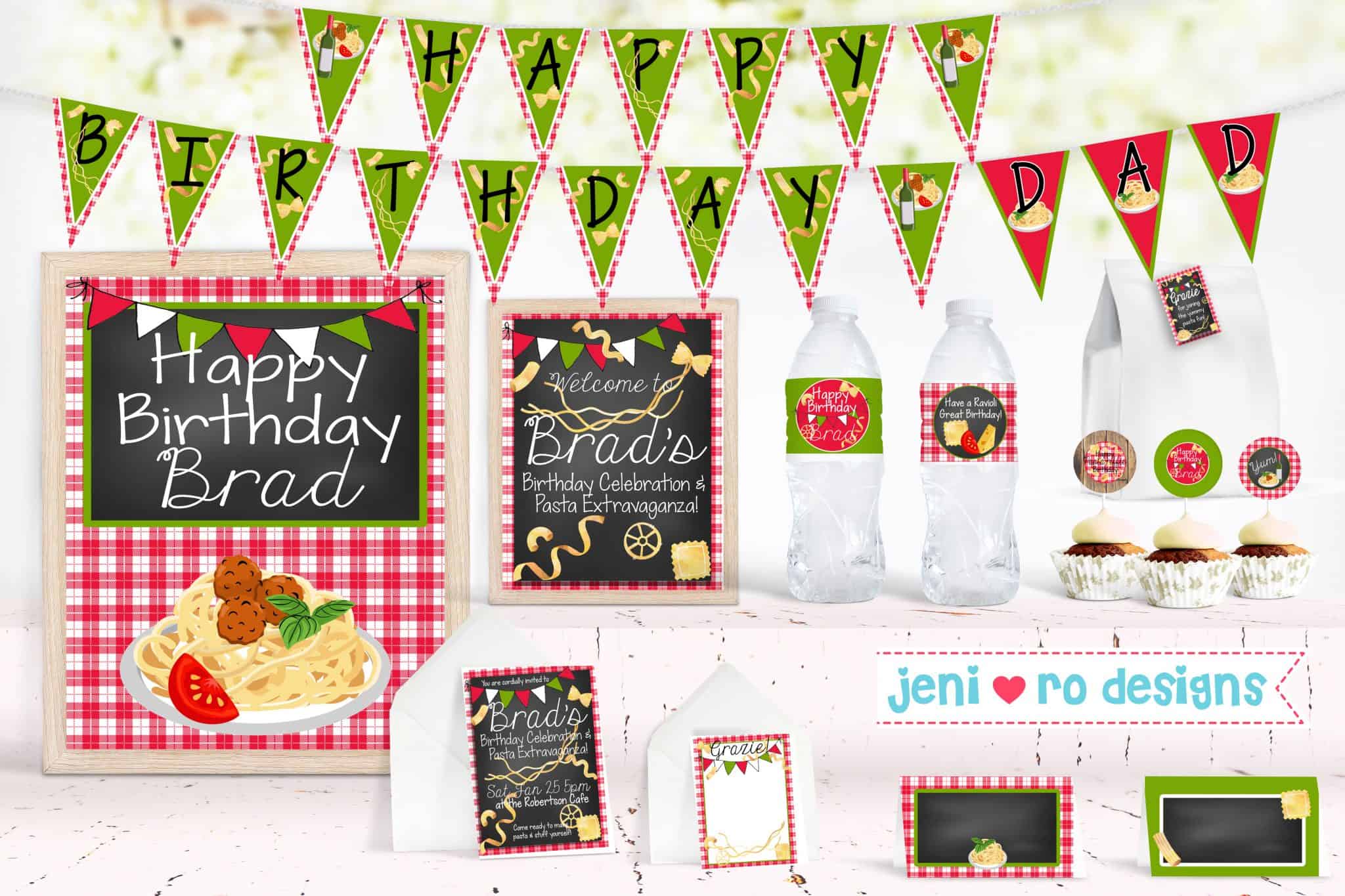 Pasta night birthday ideas and party printables for National Pasta Day!