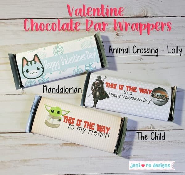 Valentine Chocolate Bar wrappers new in the Freebie library!