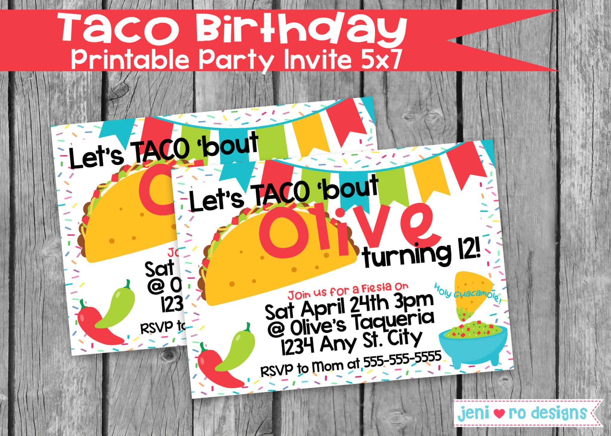 Taco Birthday, Printable Party decor set, Taco twosday, Taco night ...
