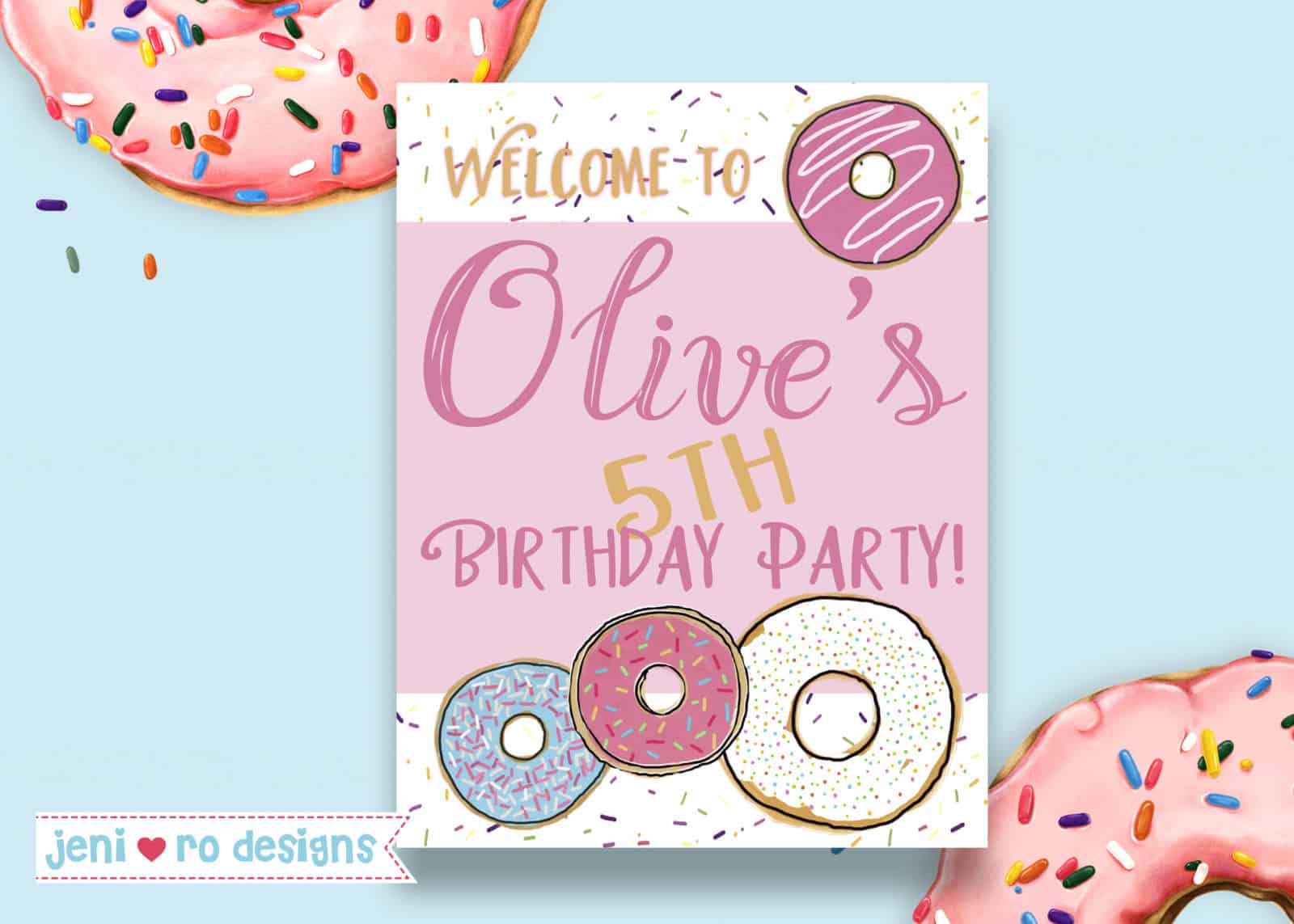 Donut Birthday, Printable Party decor set, Donuts, Sprinkle donuts ...