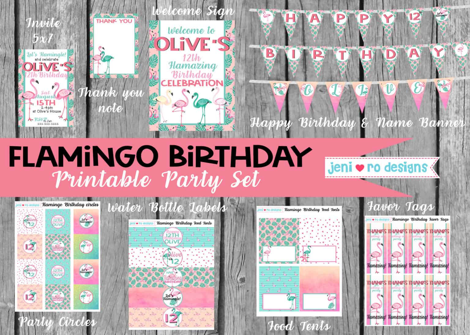Flamingo Birthday printables - new theme in the shop!