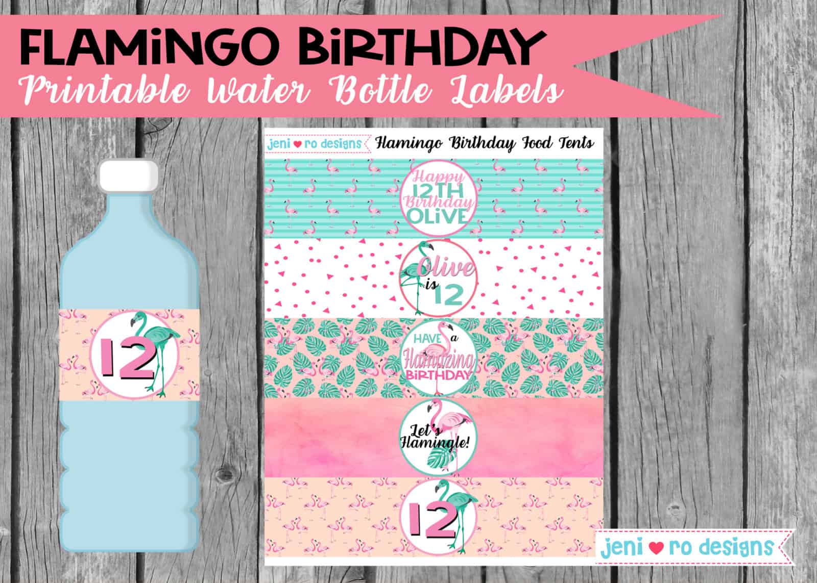 Flamingo Birthday, Printable Party decor set, flamingos, pink, fancy ...