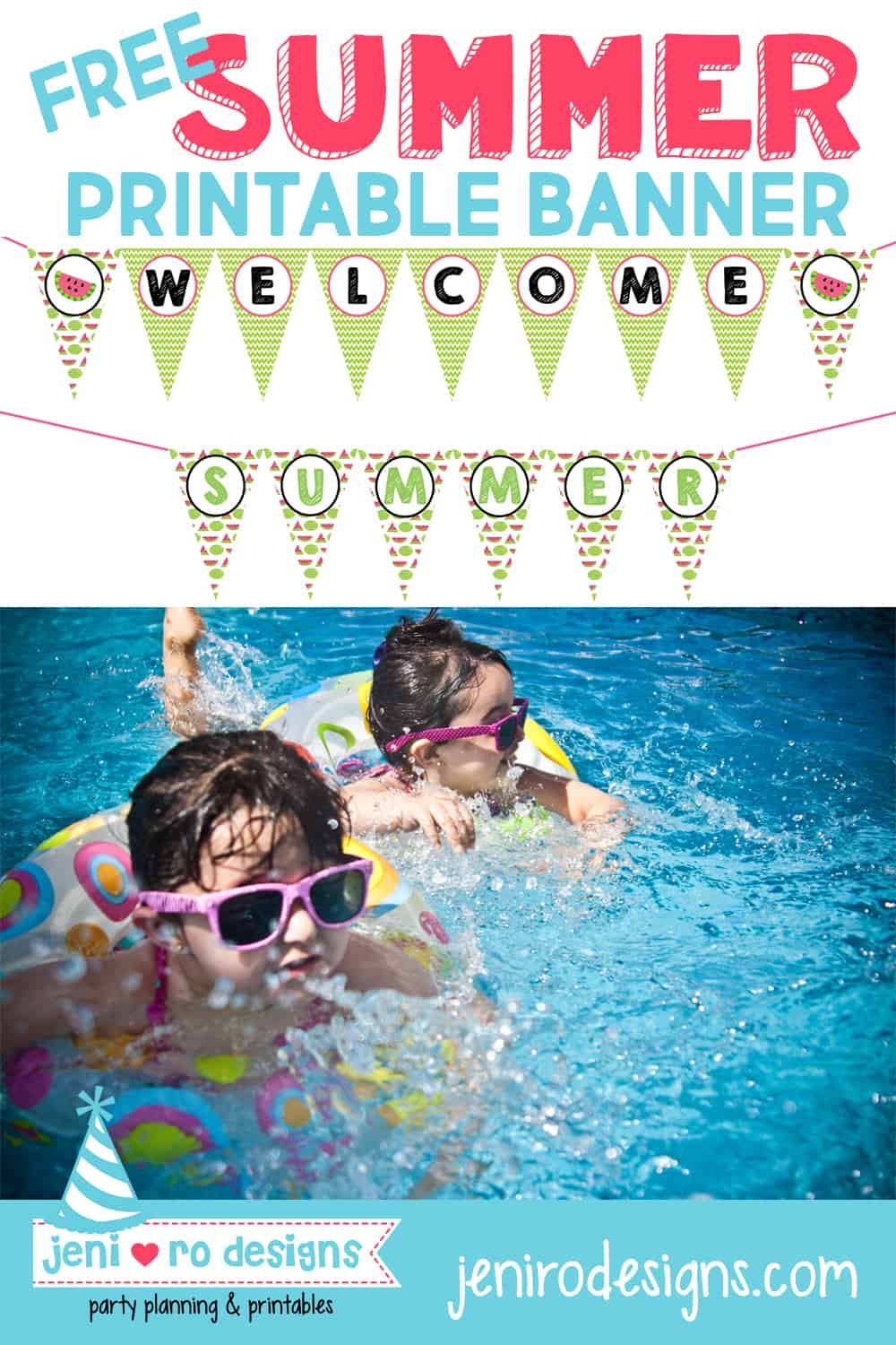 Welcome Summer printable banner from jeni ro designs