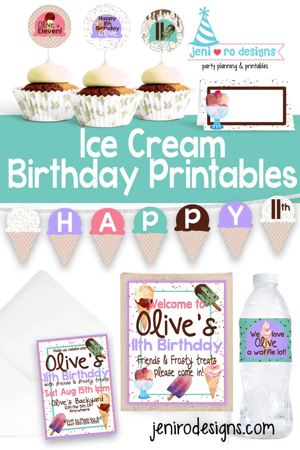 Honoring National Ice Cream day with fun birthday printables!