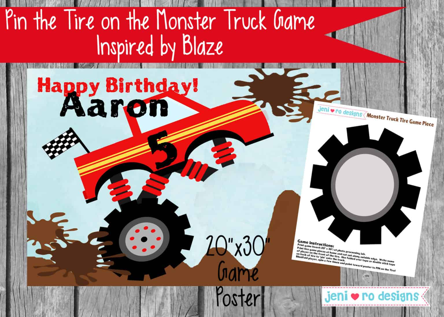 Inspired by famous monster trucks printable party games!