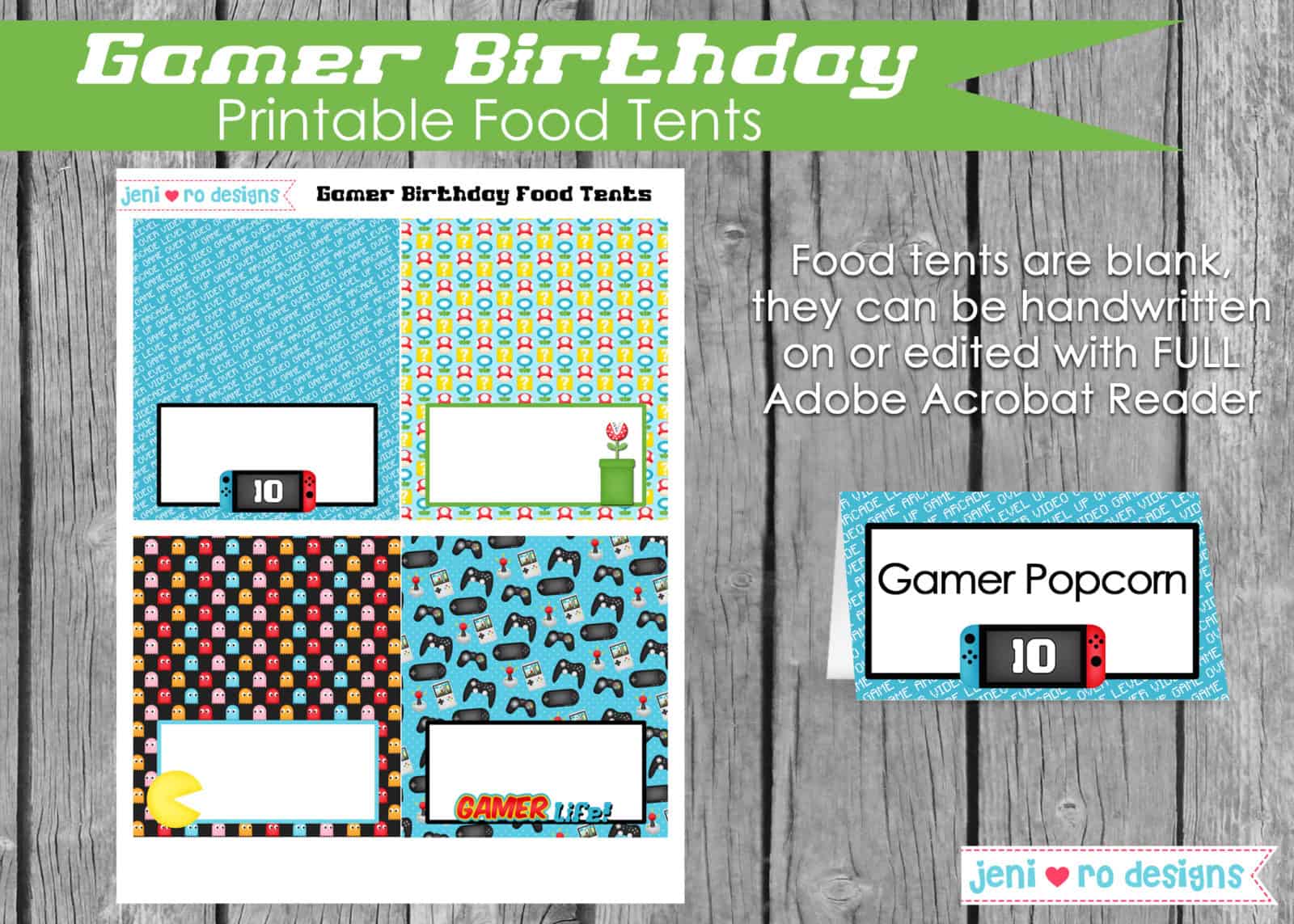 Gamer birthday printables - a new party set to level up their birthday!