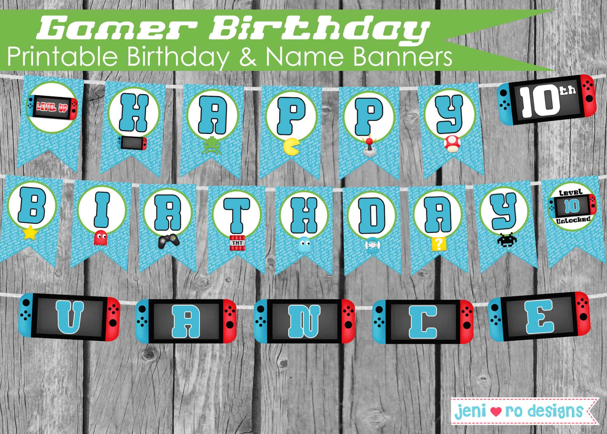 Gamer birthday printables - a new party set to level up their birthday!