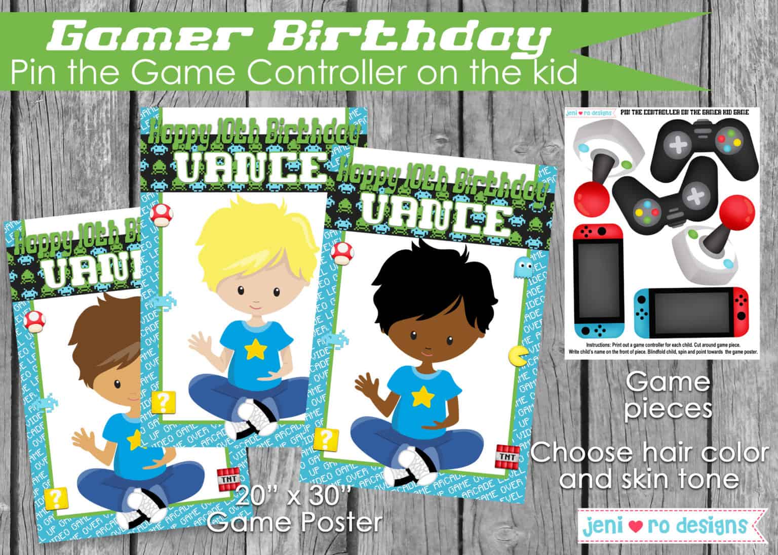 Gamer birthday printables - a new party set to level up their birthday!