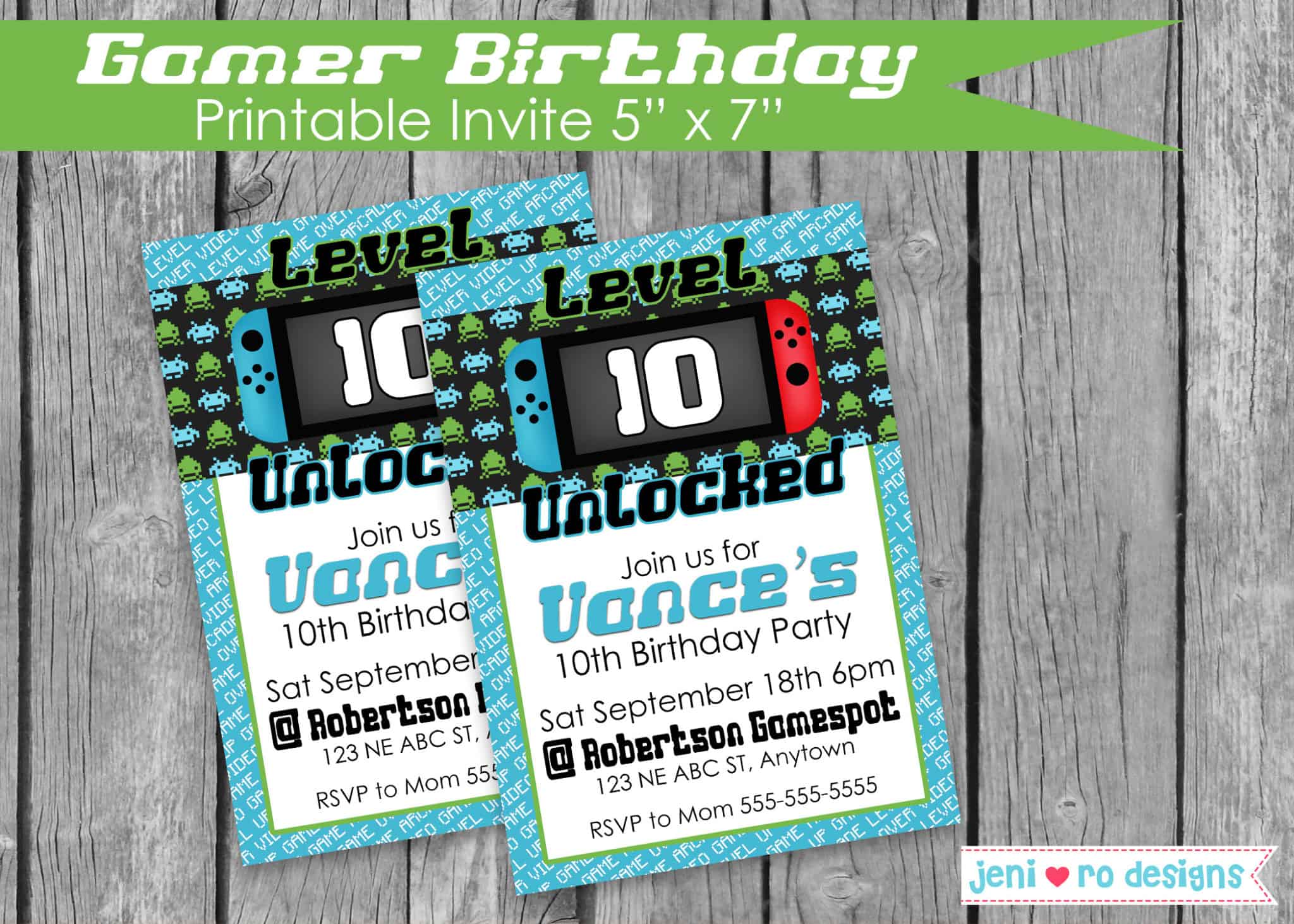 Gamer birthday printables - a new party set to level up their birthday!