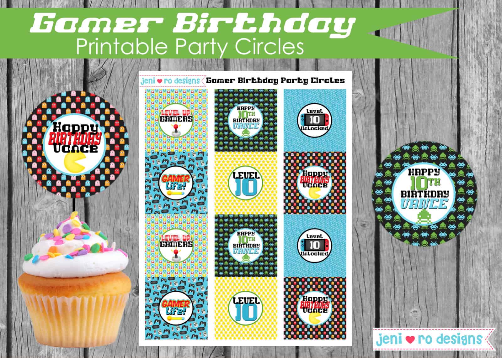 Gamer birthday printables - a new party set to level up their birthday!