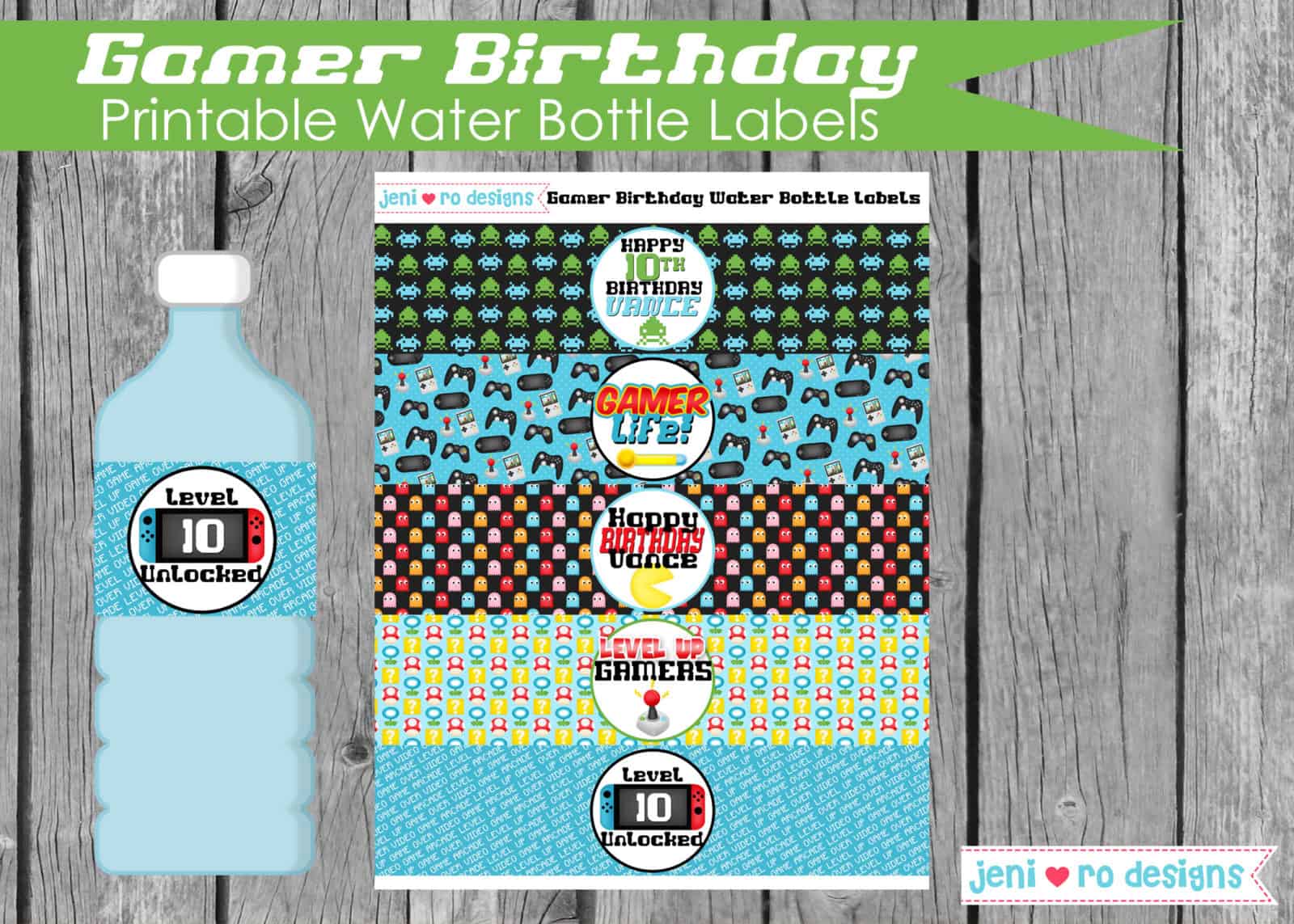 Gamer birthday printables - a new party set to level up their birthday!