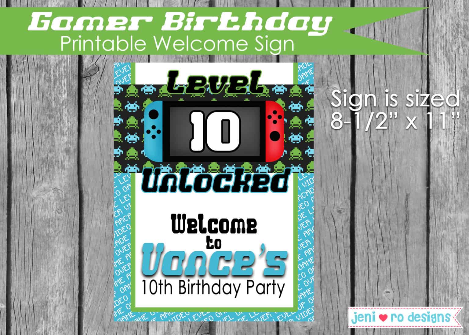 Gamer birthday printables - a new party set to level up their birthday!