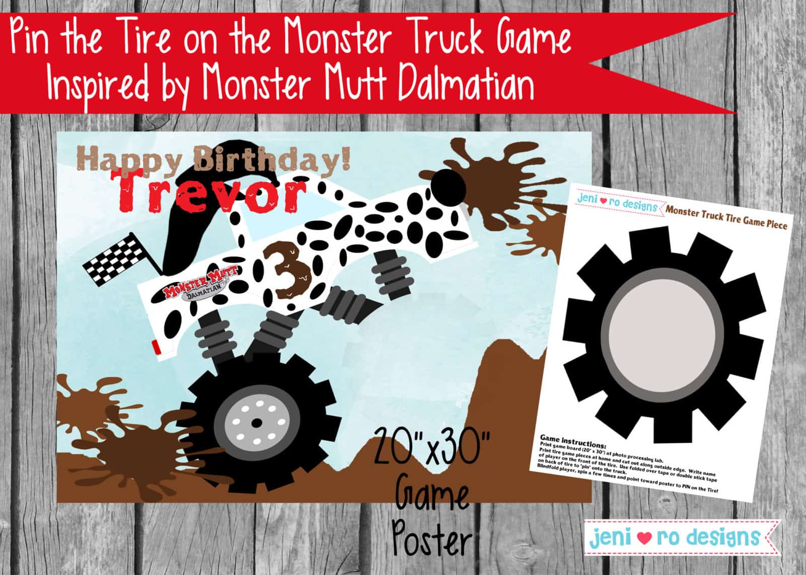Inspired by famous monster trucks printable party games!