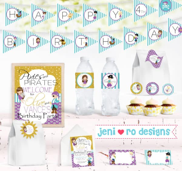 Pixies and Pirates Birthday party printables and inspiration!