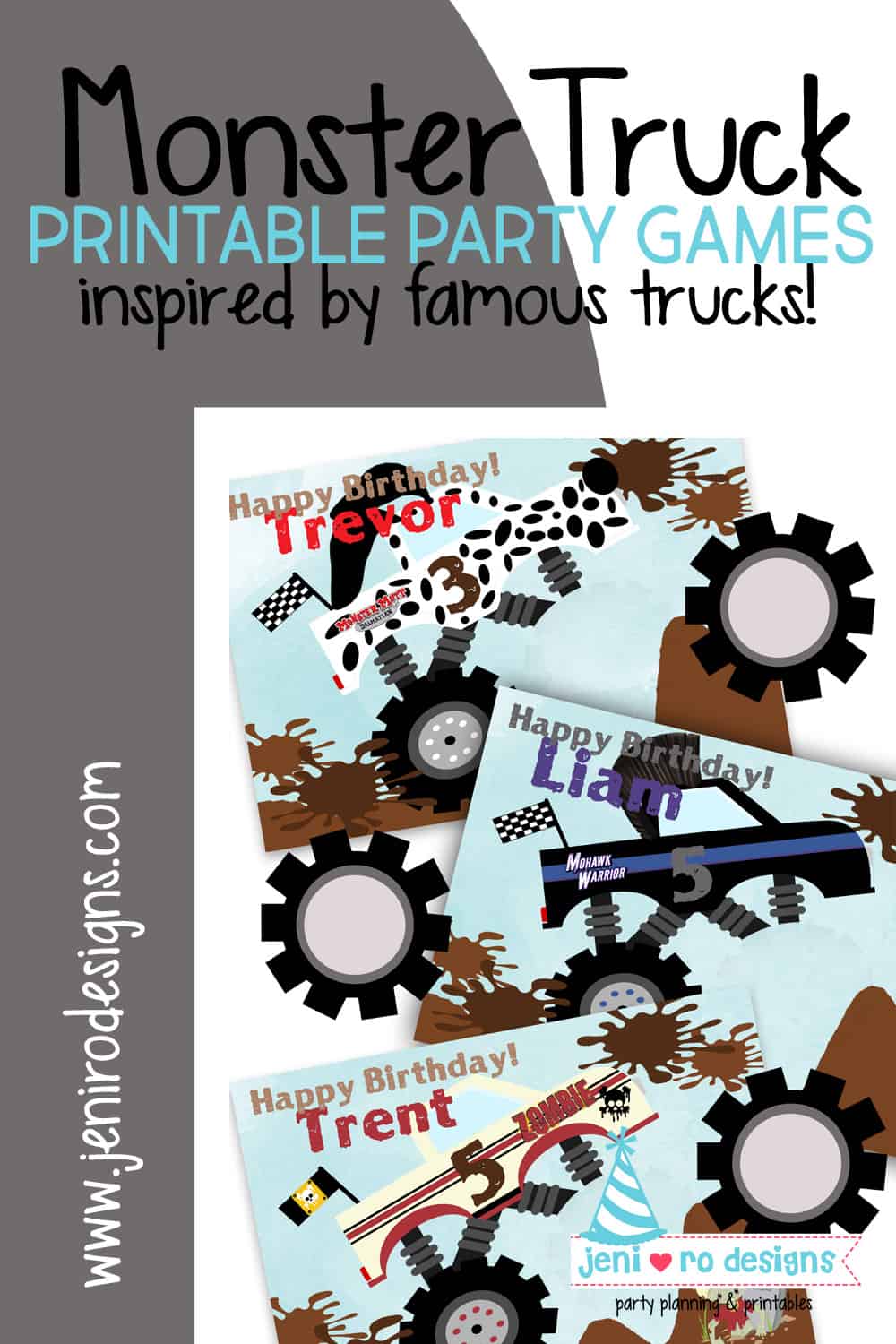Inspired by famous monster trucks printable party games!