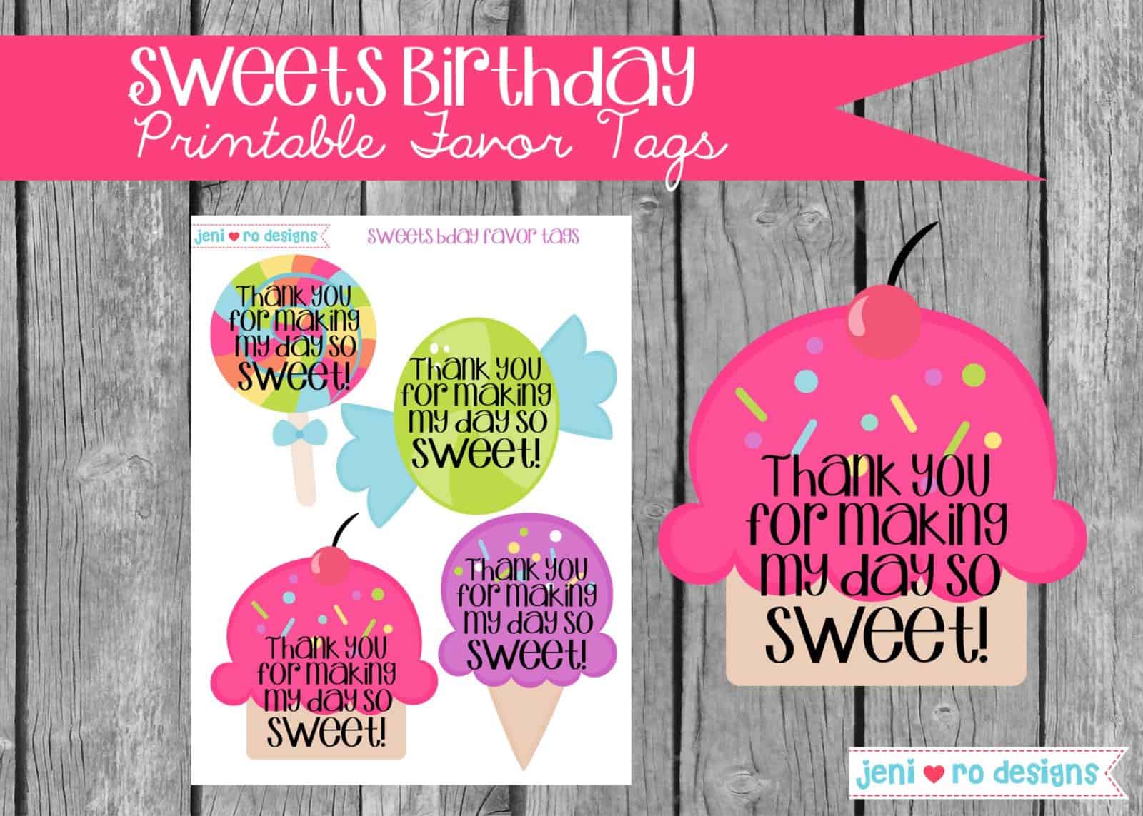Sweets Birthday printable set in honor of National Dessert Day!