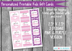 Personalized gift tags for kids makes giving to friends and teachers easy!