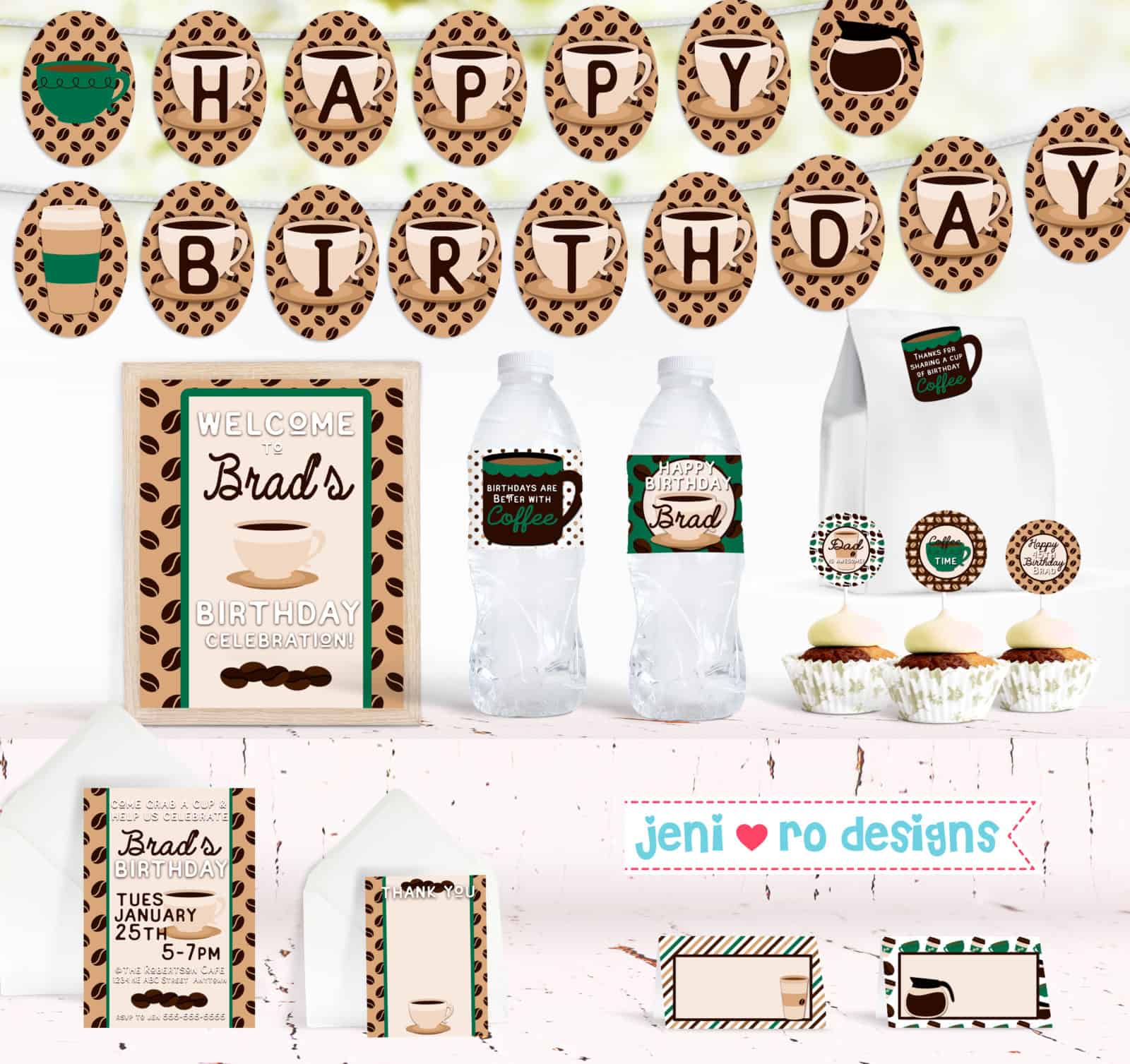 Coffee birthday theme printable party set for your coffee lover!