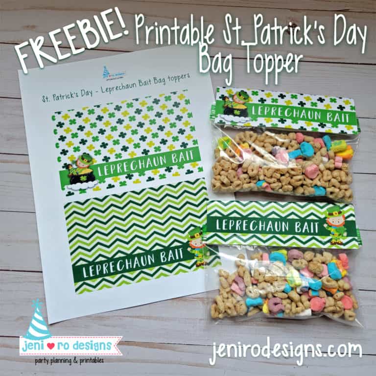 Leprechaun bait printable bag topper for St. Patrick's Day fun!