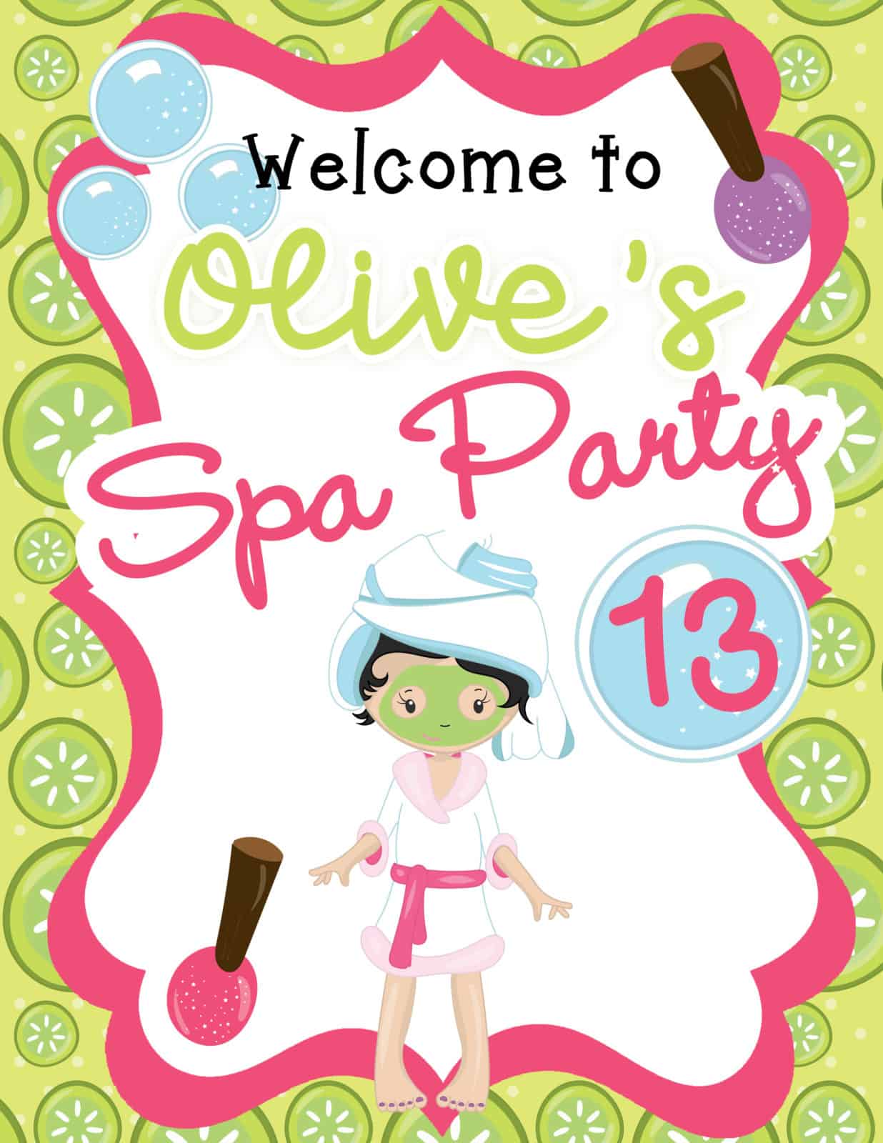 Spa birthday party printables to pamper your little lady!