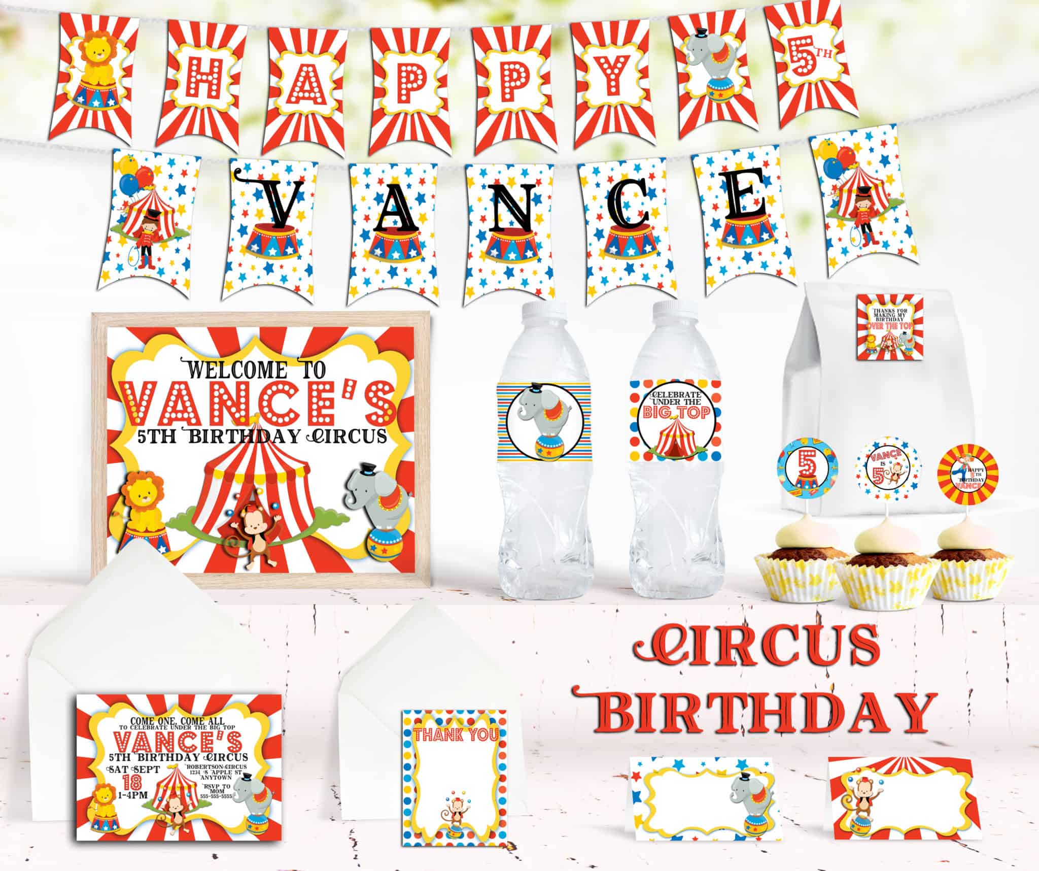 Circus birthday Party printables